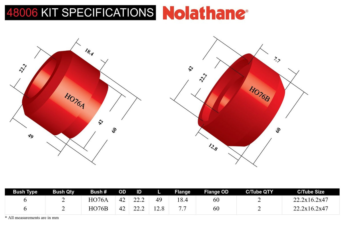 Nolathane - fits Holden Commodore VN VP VR VS VL - Strut Rod to Chassi ...