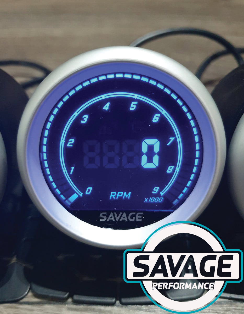 52mm Digital Savage RPM (Tacho) Gauge 7 Colours *Savage Performance ...